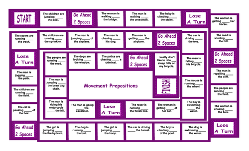 Movement Prepositions Legal Size Text Board Game | Teaching Resources