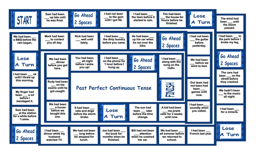 Past Perfect Continuous Tense Legal Size Text Board Game | Teaching ...