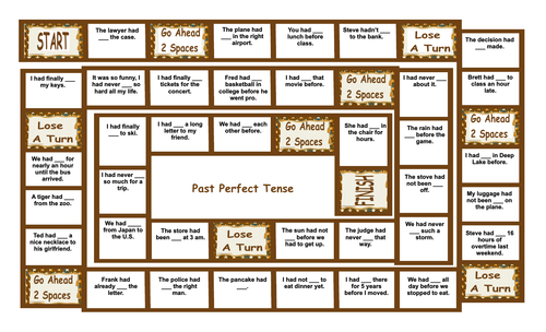 Past Perfect Tense Legal Size Text Board Game | Teaching Resources