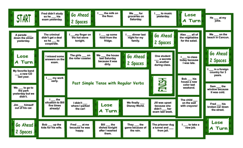 Past Simple Tense with Regular Verbs Legal Size Text Board Game ...