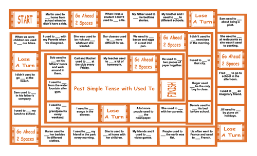 Past Simple Tense with Used To Legal Size Text Board Game | Teaching ...