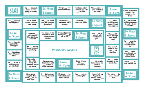 Possibility Modals Legal Size Text Board Game | Teaching Resources