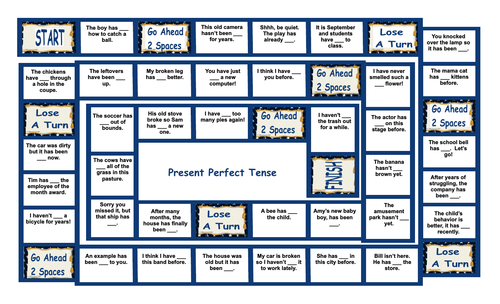 Present Perfect Tense Legal Size Text Board Game | Teaching Resources