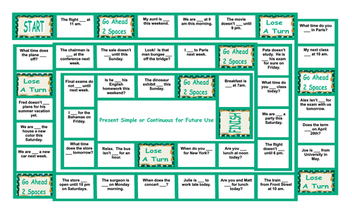 Present Simple or Continuous for Future Use Legal Size Text Board Game ...