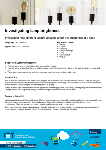 Investigating lamp brightness | Teaching Resources
