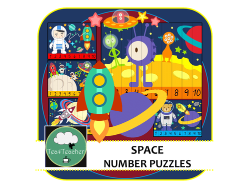 Space Number Puzzles - 20 Preschool Primary Space Puzzles 1-10 + Times ...