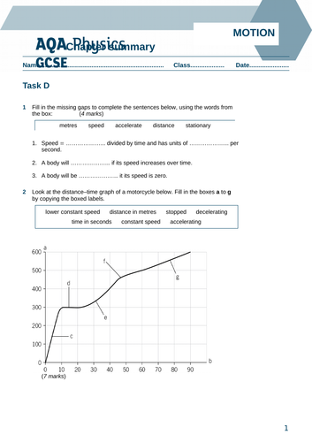Physics: Motion Revision Lesson (AQA Combined Science 9-1) | Teaching ...