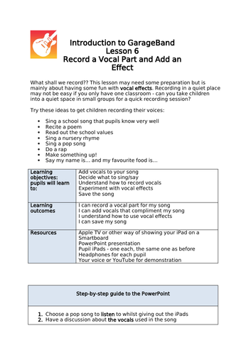Introduction to GarageBand KS2 - 6 lessons | Teaching Resources