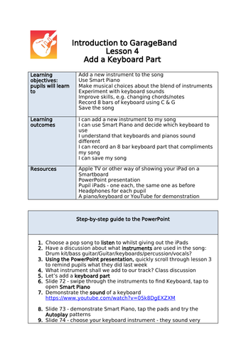 Introduction to GarageBand KS2 - 6 lessons | Teaching Resources