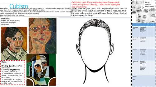 Yr9 ART Cubism Cover Lesson Work | Teaching Resources