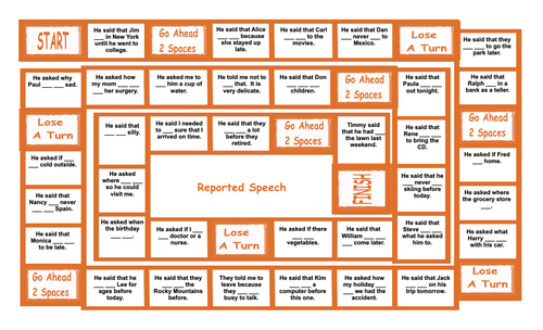 Reported Speech Legal Size Text Board Game | Teaching Resources