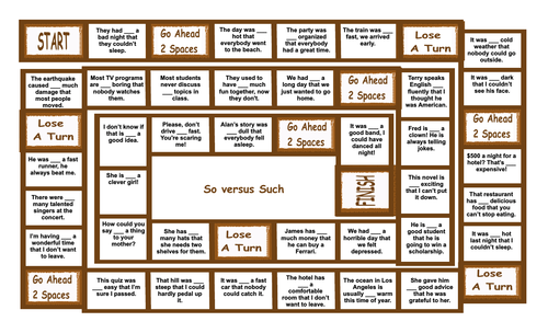 So versus Such Legal Size Text Board Game | Teaching Resources