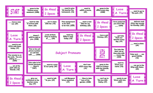 Subject Pronouns Legal Size Text Board Game | Teaching Resources