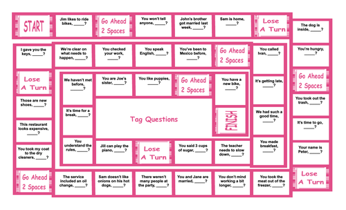 Tag Questions Legal Size Text Board Game | Teaching Resources