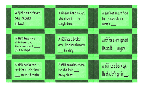 Advice Modals Legal Size Text Card Game | Teaching Resources