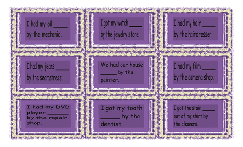 Causative Verb Forms Legal Size Text Card Game | Teaching Resources