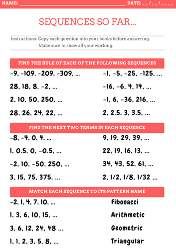 Linear Sequence Worksheet Teaching Resources - vrogue.co Linear Sequence Worksheet Teaching Resources - vrogue.co