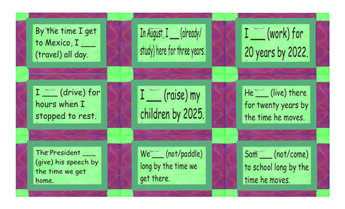 Future Perfect Continuous Tense Legal Size Text Card Game | Teaching ...