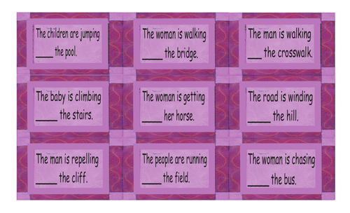 Movement Prepositions Legal Size Text Card Game | Teaching Resources