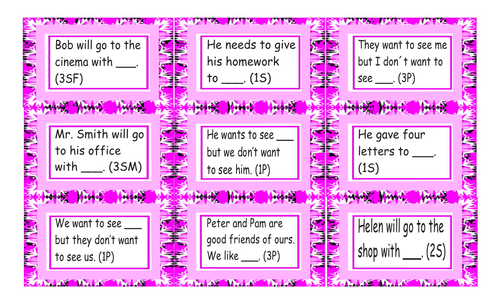 Object Pronouns Legal Size Text Card Game | Teaching Resources