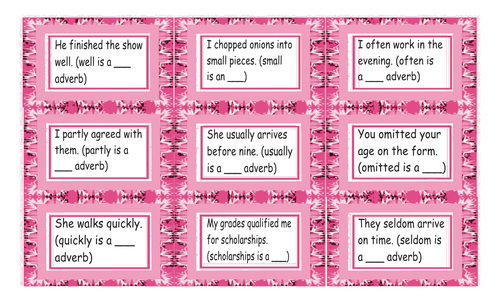 Parts of Speech Legal Size Text Card Game | Teaching Resources