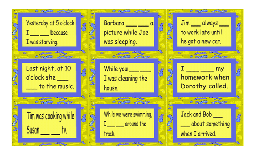 Past Continuous Tense Legal Size Text Card Game | Teaching Resources