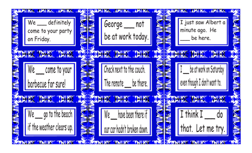 Possibility Modals Legal Size Text Card Game | Teaching Resources