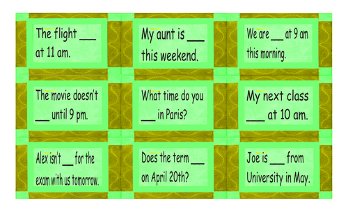 Present Simple or Continuous for Future Use Legal Size Text Card Game ...