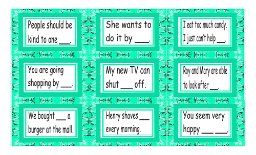 Reflexive and Reciprocal Pronouns Legal Size Text Card Game | Teaching ...