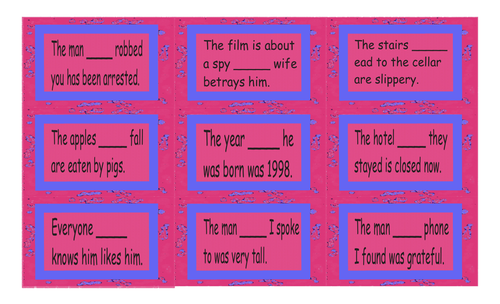 Relative Clauses Legal Size Text Card Game | Teaching Resources