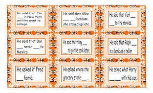 Reported Speech Legal Size Text Card Game | Teaching Resources