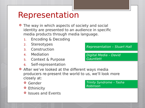 Eduqas/WJEC - A Level Media : Representation | Teaching Resources