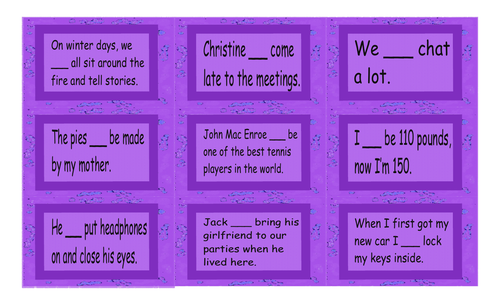 Used to versus Would Always Legal Size Text Card Game | Teaching Resources