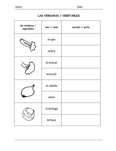 Bilingual Vegetables - Spanish and English | Teaching Resources