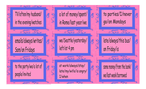 Word Order Legal Size Text Card Game | Teaching Resources