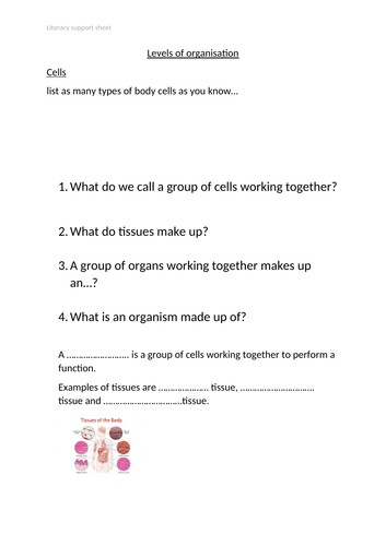 Organsims: Levels of Organisation KS3 Activate AQA Lesson 8.1.1 ...