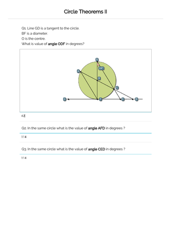 Circle Theorems worksheets for Maths GCSE | Teaching Resources