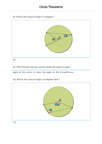 Circle Theorems worksheets for Maths GCSE | Teaching Resources