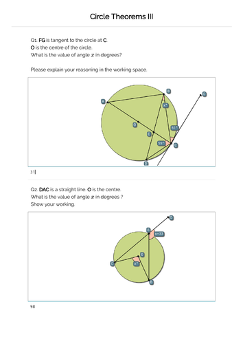 Circle Theorems worksheets for Maths GCSE | Teaching Resources