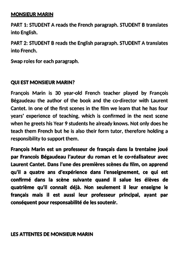 Entre les murs A level French Essay practice Monsieur Marin | Teaching ...