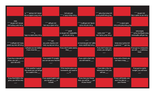 Conditional Sentences Types 0 & 1 Legal Size Text Checkers Game ...
