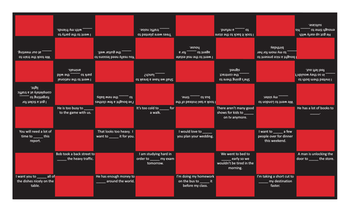 Infinitives of Purpose Legal Size Text Checkers Game | Teaching Resources