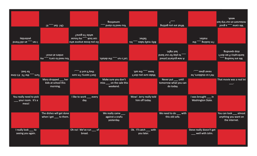 Phrasal Verbs #2 Legal Size Text Checkers Game | Teaching Resources