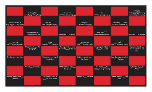 Place Prepositions Legal Size Text Checkers Game | Teaching Resources