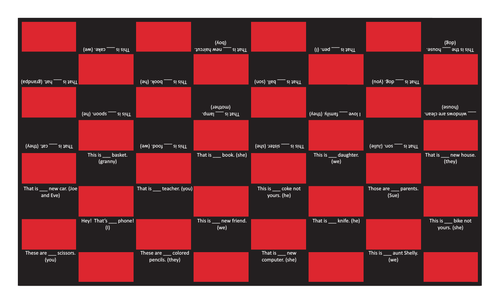 Possessive Adjectives and Possessive Case Legal Size Text Checkers Game ...