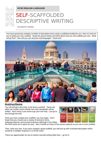 3 GCSE English Language 9-1 Self-Scaffolded Descriptive Writing - Whole ...
