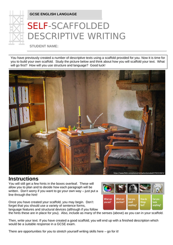 3 GCSE English Language 9-1 Self-Scaffolded Descriptive Writing - Whole ...