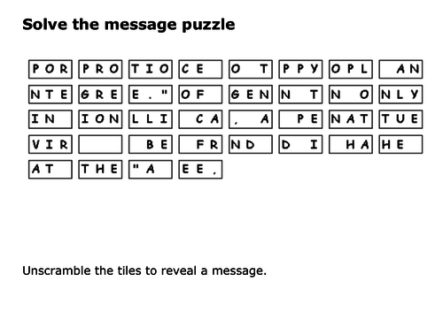 Solve the message puzzle from Stephen F. Austin | Teaching Resources