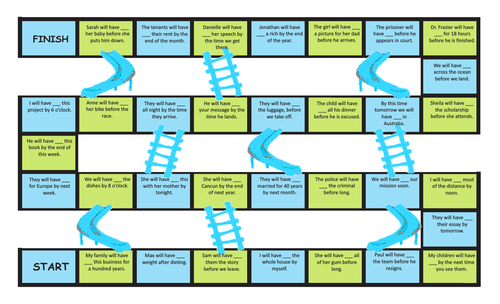 Future Perfect Tense Legal Size Text Chutes and Ladders Game | Teaching ...