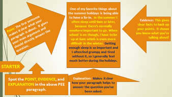 PEE PARAGRAPH TASK CARDS AND WORKSHEETS | Teaching Resources